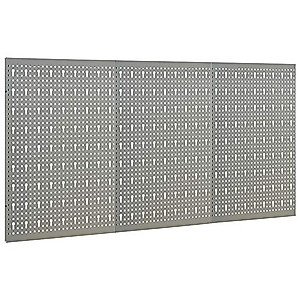 Tidyard 3 Piece Wall-Mounted Peg Boards, Steel Wall Panels with Holes, Metal Tool Pegboards Storage Organizer Gray for Garage, Workbench, Workshop 47.2 x 22.8 x 0.4 Inches (L x W x T)