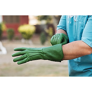 LEATHER LH HANDS Men's Medieval Renaissance Cosplay Unlined Gauntlet Genuine Leather Costume Gloves Green Small