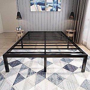 45MinST 18 Inch Platform Bed Frame/Easy Assembly Mattress Foundation / 3000lbs Heavy Duty Steel Slat/Noise Free/No Box Spring Needed,King