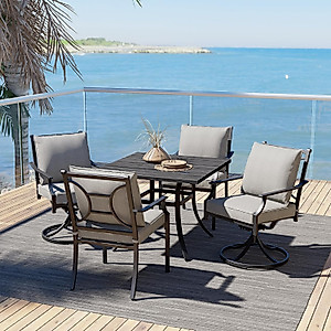 Grand patio Patio Dining Set for 2, E-Coated Outdoor Dining Set, 2 Swivel Dining Chairs Outdoor Furniture Set with Olefin Cushions, Grey