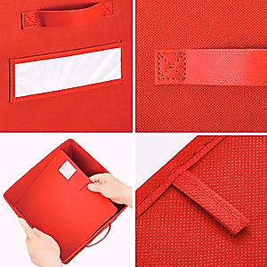 artsdi 11 Inch Storage Cube,Storage bin,cube storage (Set of 10) Foldable Fabric Cube Storage Bins with 10 Labels Window Cards & a Pen,Baskets Containers for Shelves,Closet Organizers Box,Red