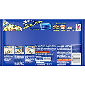 Ziploc Zip 'n Steam Microwave Cooking Bags, Medium 10-Count (Pack of 6)