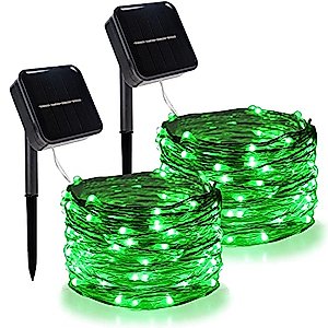 Twinkle Star 2 Pack Outdoor Solar String Lights, 39.4 FT 120 LED Solar Powered Christmas Decorative Fairy Lights with 8 Modes, Waterproof Light for St. Patrick¡¯s Day Patio Yard Wedding Party, Green