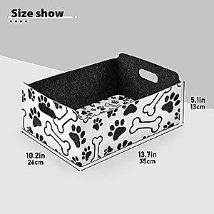 Felt Storage Basket 099 Foldable Closet Storage Bins Cat Dog Footprint Bone Collapsible Fabric Storage Cubes for Shelves for Clothes Toys Home Nursery