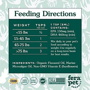 Fera Pets Probiotics and Plant Based Omega 3s, 6, 9 Bundle for Dogs and Cats – All Natural Probiotic Powder with 5 Billion CFUs Per Scoop – Omega 3s for Healthy Skin, Coat, and Immune System (8oz.)