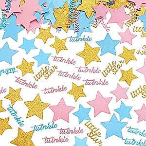 350 Pieces Twinkle Star Confetti Gender Reveal Confetti Blue and Pink Table Confetti Star Confetti for Baby Shower Gender Reveal Party Decorations Wedding Baby Birthday Graduation Decoration