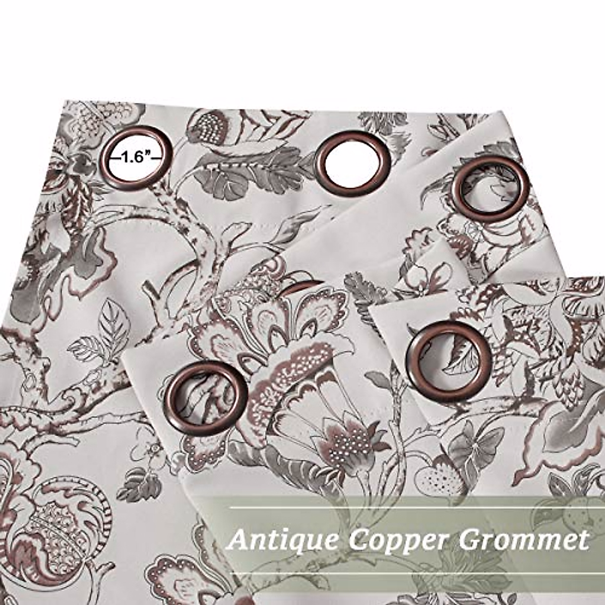 H.VERSAILTEX Blackout Curtains 84 Inch Length 2 Panels Set Floral Print Curtain Drapes for Living Room Thermal Insulated Grommet Window Curtains for Bedroom - Traditional Floral in Sage and Brown