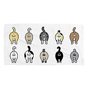 Kuizee Microfiber Hand Towel Face Towels ﻿Cartoon Cat Butt Quick-Dry Absorbent Ultra Soft Bathroom Kitchen 30X15 Inch