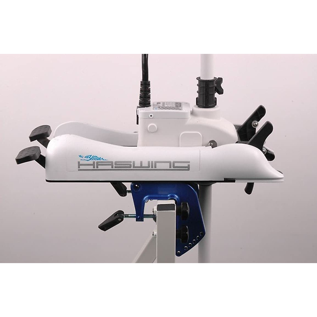 PARKHO HASWING Electric Trolling Motor – 12V 55LB 48 Inch Shaft Cayman B Bow Mount Boat Fishing Saltwater Freshwater with Remote Control Quick Release Bracket Wired Foot Controller 50700-120W_Q+F