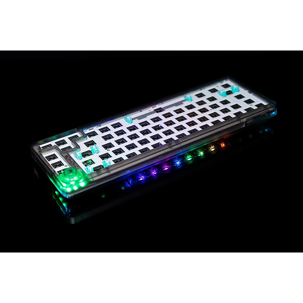 GK GAMAKAY LK67 RGB Modular DIY Mechanical Keyboard, 67 Keys Hot Swap 3pin/5pin Switches, Programmable Triple Mode Bluetooth 5.0/USB-C Wired/2.4GHz Wireless Customized Keyboard Kit (Clear Black)