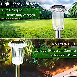 Greluna Solar Outdoor Lights 10 Pack, Waterproof Auto On/Off LED Solar Pathway Lights for Yard, Backyard, Lawn, Landscape Decor