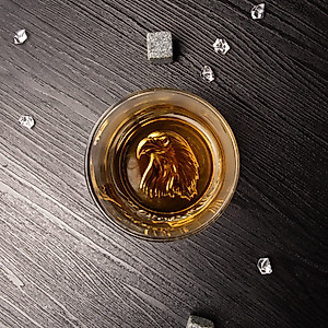 QUEEN&STONE LEAD FREE Old Fashioned Whiskey Glasses with Eagle Pattern On the Thick Weighted Bottom 10oz Set of 4 Perfect for Scotch, Bourbon Cocktails