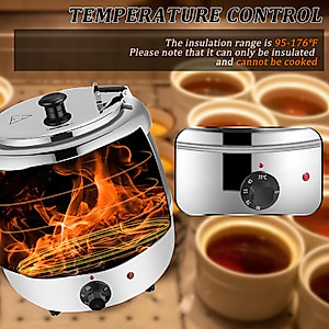 Commercial Soup Kettle Warmer, Stainless Steel 11 Qt Countertop Food Kettle Warmer