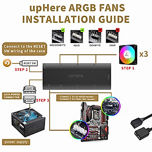 upHere 120mm Black ARGB Computer Case Fans 3-Pack,High Performance Cooling 4pin PWM CPU Fan Low Noise Hydraulic Bearing Long Life Up to 40,000 Hours,Compatible with Desktop,NK1207-3