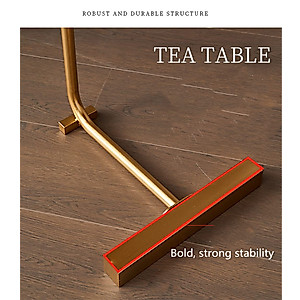 WANLIAN Small Side Table,23inch C Shaped End Table for Sofa and Bed, TV Tray Table with Metal Frame for Couch, Living Room, Bedroom (Brown+Gold)