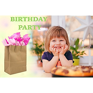 QUIDDITY WARE Paper Bags with Handles 100pcs-[8x4.5x10.5] Bulk. For Gift Bags, Wedding Bags, Party Bags, Shopping Bags, Kraft Bags, Retail Bags