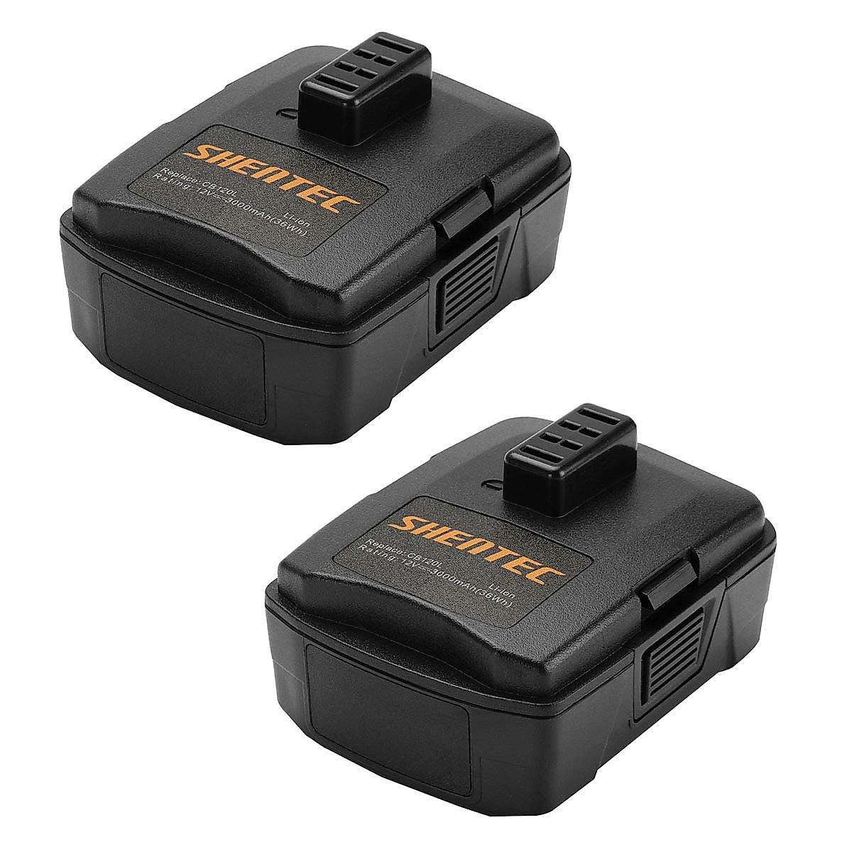 Shentec Two Pack 12V 3000mAh Battery Compatible with RYOBI CB120L CB121L BPL-1220 130503001 130503005, 12V Li-ion Battery (NOT for CB120N)