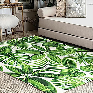 ALAZA Tropical Green Exotic Palm Leaves Area Rug Rugs for Living Room Bedroom 7' x 5'