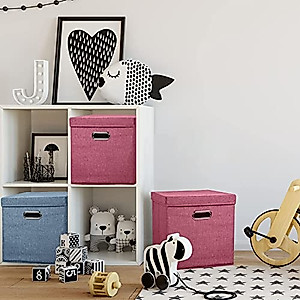 XYXYLY 2 Pack Foldable Cubes Storage Bins with Lids 12.6 * 12.6 * 12.6" Collapsible Fabric Cubbies Storage Baskets for Shelf Closet Organizer Home Bedroom Office Nursery