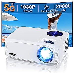 5G WiFi Bluetooth Native 1080P Projector, AILESSOM 20000 LM 450" Display Support 4K Movie Projector, High Brightness for Home Theater and Business, Compatible with iOS/Android/TV Stick/PS4/HDMI/USB