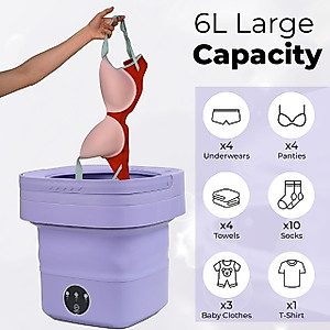 Foldable Portable Washing Machine - Mini Washer & Dryer Combo Washing Machine Suitable for Small Clothes Socks & Underwear, Collapsible Wash Machine for Baby Clothes Apartments Dorm & Travel - Purple