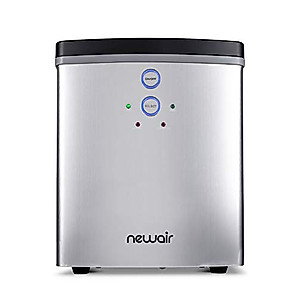 Newair Portable Countertop Ice Maker, Silver | 33 lbs. Of Ice A Day, Ice Cubes Ready In 8 Minutes With 2 Ice Bullet Sizes | Ideal For Home, Office, Bar, RV NIM033SS00