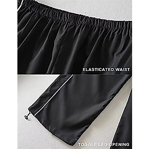 Lianlive Womens Parachute Pants Wide Leg Baggy Y2K Track Pants for Women (Black-S)