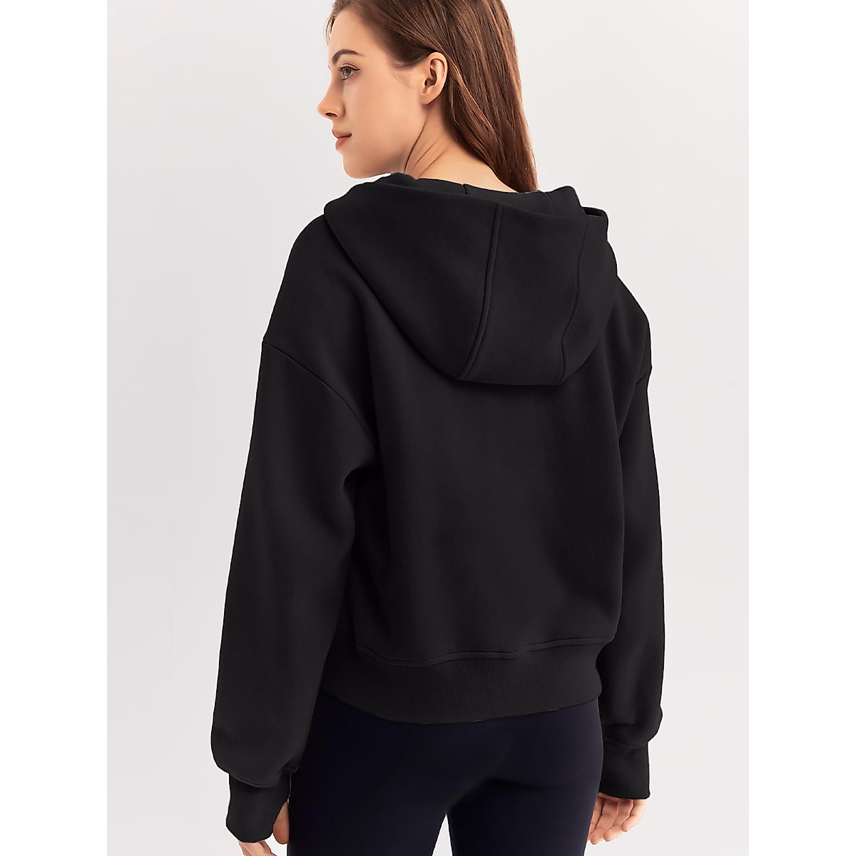 Trendy Queen Womens Oversized Sweatshirts Hoodies Half Zip Pullover Quarter Zip Pullover Fall Outfits Fashion Clothes 2024 Long Sleeve Fleece Winter Sweaters Jackets Y2k Cute Teen Girls Black