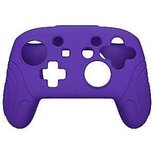 PlayVital Samurai Edition Ergonomic Silicone Skin Protective Case for Nintendo Switch Pro Controller, Soft Anti-Slip Controller Grip Protector for Nintendo Switch Pro with Thumb Grip Caps - Purple