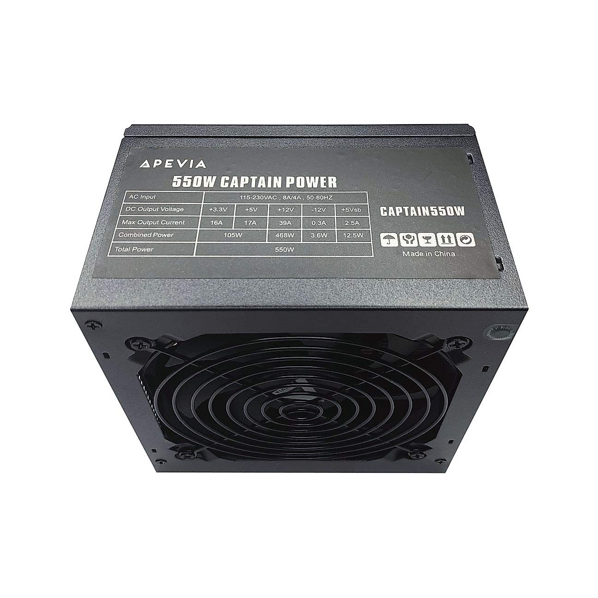 Apevia CAPTAIN550 ATX Power Supply with All Black Cables