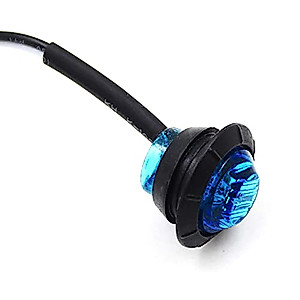 KEING 10 Pack Sealed Waterproof Mini Round 3/4 Inch Blue LED Marker lights Signal Light 12V for Trailer Truck Bus Pickup Van ATV RV Lorry Caravan, 5 Years Warranty
