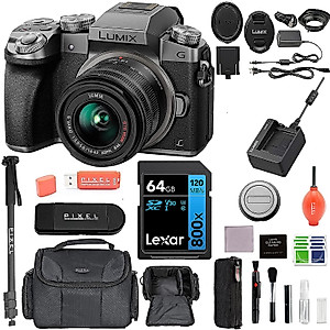 Panasonic LUMIX G7 4K Digital Camera, with LUMIX G Vario 14-42mm Mega O.I.S. Lens, Advanced Accessory and Travel Bundle (3 Years Panasonic Warranty) (Silver)