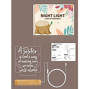 Ammonite Sister 3D Lamp Night Light Warm White Wooden Base Lamps Funny Birthday Gift, Galentine's Day Thanksgiving Gift