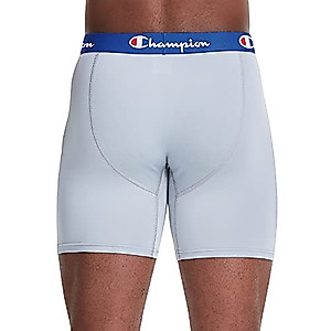 Champion Men's Underwear Boxer Briefs, Everyday Active, Lightweight Stretch, Multi-Pack, Blue Print With Champion Logo/Navy/Silverstone - 3 Pack, Large