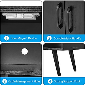 Panana TV Stand Television Console Unit Cabinets with 3 Open Cubby and 2 Doors for Living Room Bedroom for TVs up to 70 Inches (62.99 Inches Black)