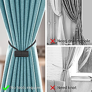 2 Pack Magnetic Curtain Tiebacks Holdbacks Upgraded Stronger Magnet 16 Inch Outdoor Elegant Decorative Clips Tiebacks for Drapes for Home Office Window Treatment (Olive)