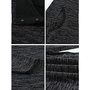 Diukia Womens Plus Size Loose Long Sleeve 1/4 Quarter Button V Neck Athletic Sweatshirts Fall Winter Lightweight Solid Color Stand Collar Pocket Sweatshirts Pullover Tops for Ladies Black 2XL 18-20