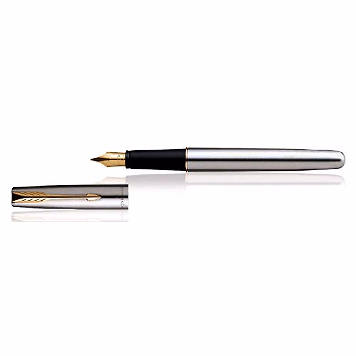 Parker Frontier Stainless Steel Gold Trim Fountain Pen Fine Nib