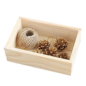 LONG TAO 2 Pcs 7.5" × 5" × 2.4" Natural Wooden Succulent Planter Plant Container Box Window Boxes Rectangular Flower Pot Storage Box for Indoor Outdoor Home Venue Decor