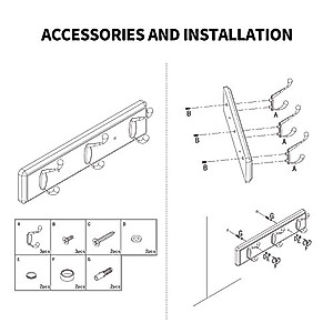 Wooden Wall Mount Coat Rack, Mounted Organizer for Closet, Bathroom, Bedroom, Entryway, Hallway, Foyer, Heavy Duty Double Hooks Hanging Towels, Hats, Bags, Backpacks, Jackets, Keys (White, 3 Hooks)