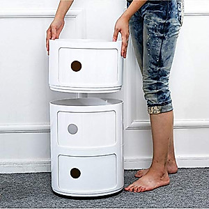 ZHAOLEI Nordic Simple ABS Bedside Storage Cabinet Sofa Bedroom Nightstands 3 Tier Round Storage Finishing Cabinets