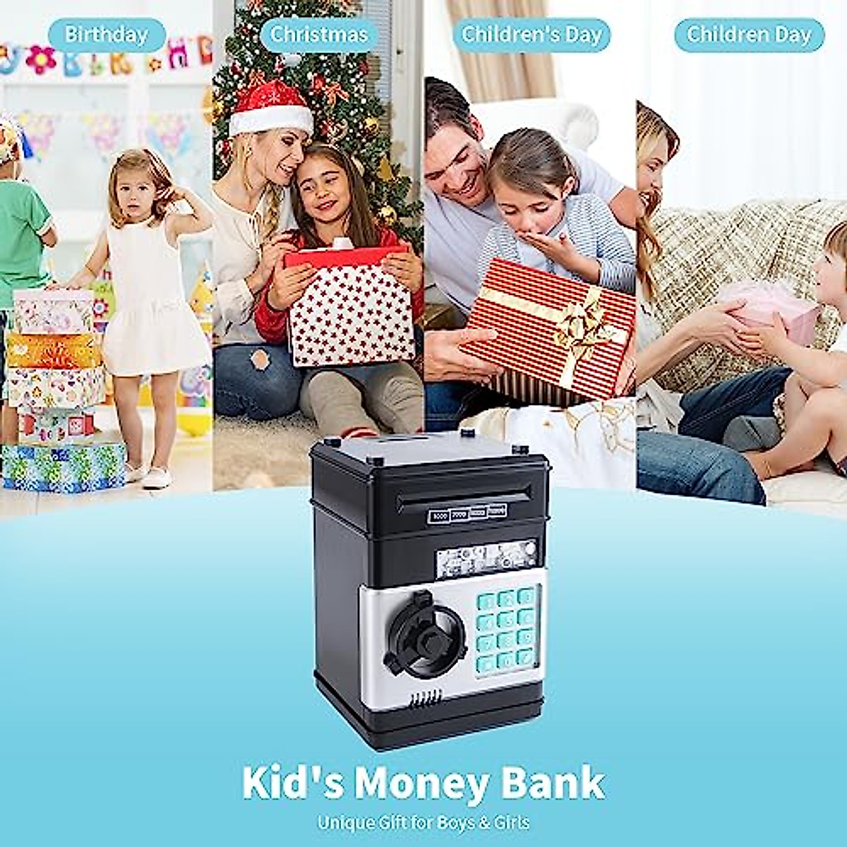 Piggy Bank Cash Coin ATM Bank Electronic Coin Bank for Teens Girls Toy Ages 3-12 Children with Password Lock, Gift and Creative Idea for Girls3.4.5.6.7.8.9.1011 Years Old