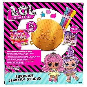 Horizon Group USA L.O.L. Surprise! Surprise Jewelry Case, Double Feature Series, Create Over 25 Custom Jewelry Pieces, Includes L.O.L. Surprise! Charms, 500+ Beads, Jewelry Storage Case & More