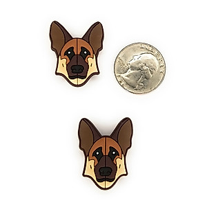WorkedLikeACharm 2pcs German Shepherd Dog Puppy Shoe Charms for Clog Shoes Decoration Gift by Worked Like A Charm|,brown