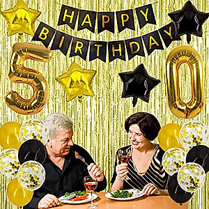 50th Birthday Decorations Gold 50 Balloons - Womens Happy 50th Birthday Decorations Gifts Banner Men Decorations Kit Party Supplies 50 Balloon Number