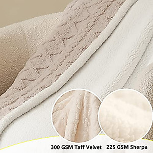 Simple&Opulence Sherpa Fleece Throw Blanket - Soft Fluffy Warm Cozy Plush Fuzzy Blanket with Elegant 3D Pattern for Couch Sofa Bed,Camel,30"x 40"
