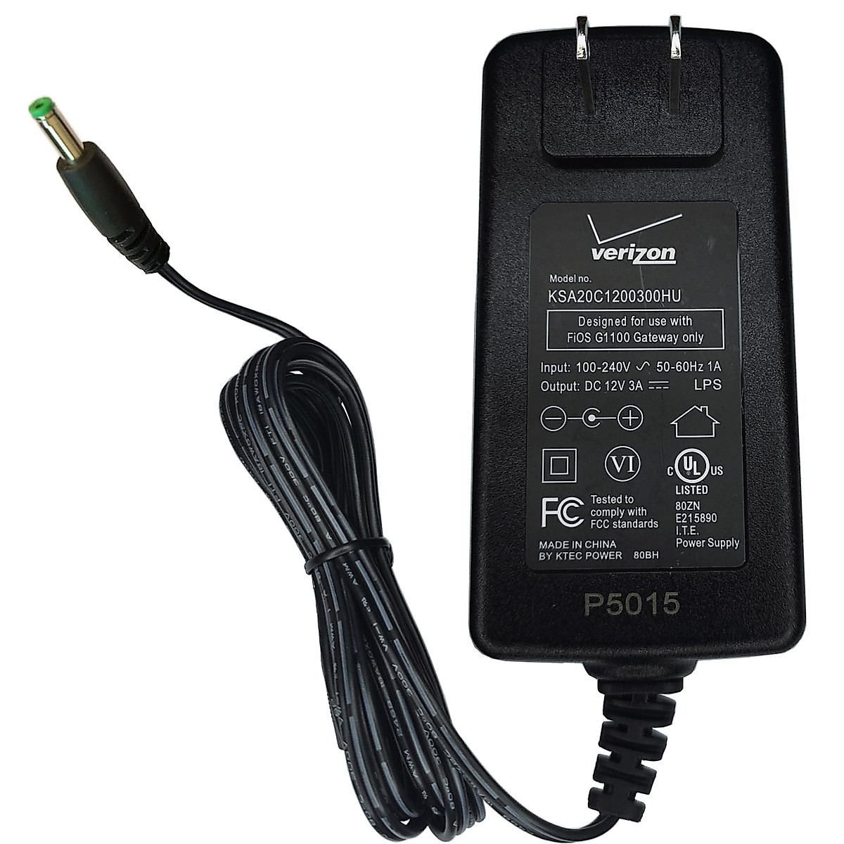 Genuine 12V 3A AC/DC Adapter for Verizon FiOS G1100 G 1100 FIOSG1100 Quantum Gateway Modem Router KSA20C1200300HU KSAS0361200300HU MU36-8120300-A1 MJ36-D120300-A1 DC12V 3.0A Power Supply Cord Charger
