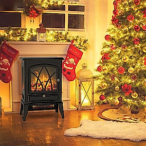 ZIONHEAT 3D Infrared Heating Electric Fireplace Stove, Freestanding Fireplace Heater, Adjustable Brightness and Heating, Overheating Protection System, 1000w/1500w