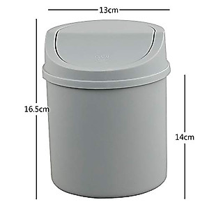 CadineUS 2 Liter Mini Desktop Trash Can with Swing Lid Tiny Garbage Can Trash Bin (Grey)