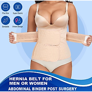 Moolida Abdominal Binder Post Surgery Postpartum Belly Band Belly Wrap Hernia Belt Stomach Compression Wrap C-Section,Nude,L